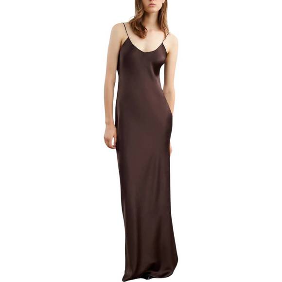 Nili Lotan | Dresses | New Nili Lotan Cami Gown In Dark Brown | Poshmark
